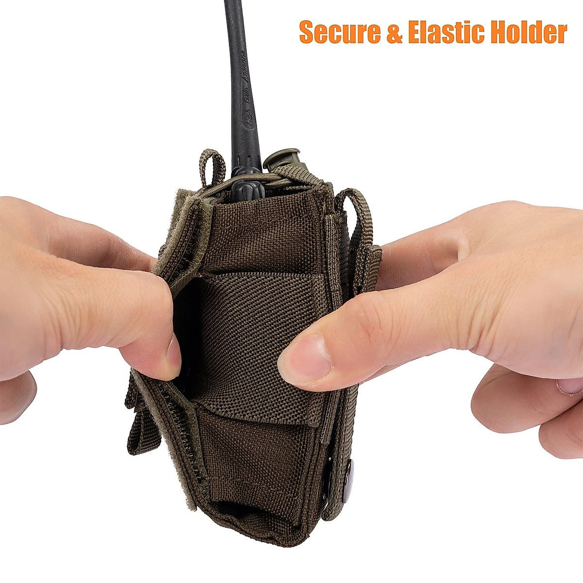 Dotacty Adjustable Radio Pouch MOLLE Radio Holder for Tactical Duty Belt Two Ways Radio Holster Walkie Talkies Case Mag Carrier 5.56mm 7.62mm Magazine Nylon Carry Bag for Police Security Rescue RG