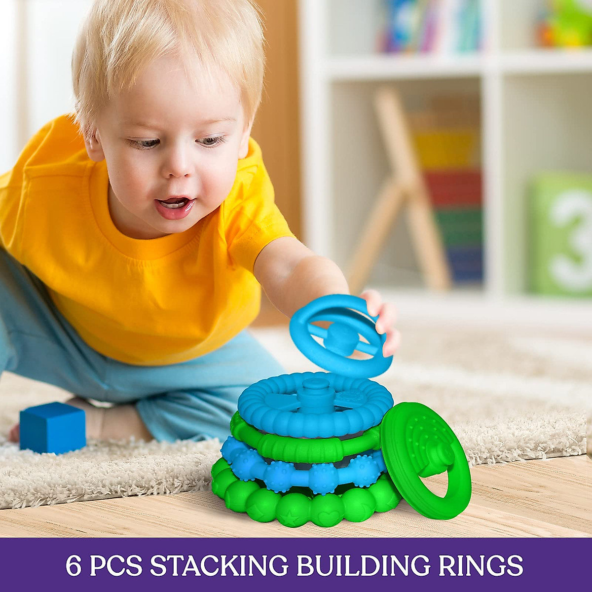Stacking Silicone Stacking Toy – Premium Stacking Toys for Teething – Interactive and Fun Baby Stacking Toys Made of Soft Silicone – Teeth Soothing 6-12 Month Toys Developmental