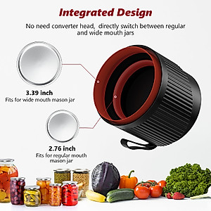 Electric Mason Jar Vacuum Sealer Kit, CooAoo 4 in 1 Jar Vacuum Sealer for Wide and Regular Mouth Mason Jars, Automatic Stop Vacuum Sealer for Jars Wine Bottle,Vacuum Bags Containers, Black