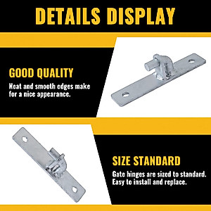 VIVIDA Wall Mount Gate Hinge 4 PCS, Heavy Duty Flat Back Farm Gate Hinge with 5/8" Pin, Chain Link Fence Parts, Galvanized Steel