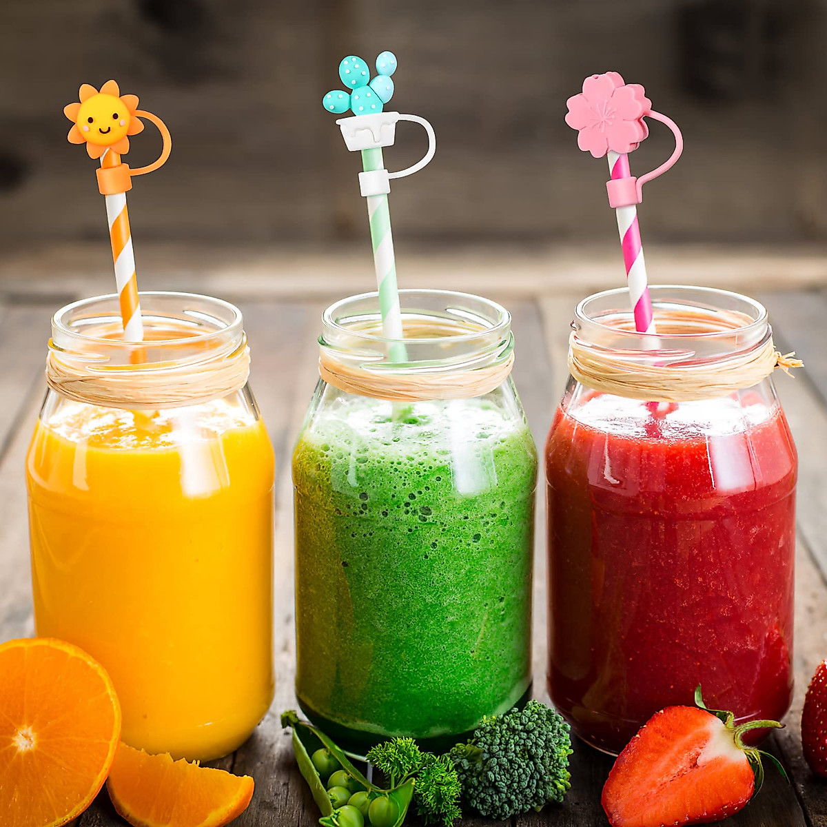 NOLITOY 6Pcs Straw Covers Cap Silicone Straw Tips Cover Straw Toppers for Reusable Straws Drinking Straw Tips Lids Straw Protector Straw Plugs for 6-8mm (0.2-0.3 inch) Straw Tips, (Random Color)