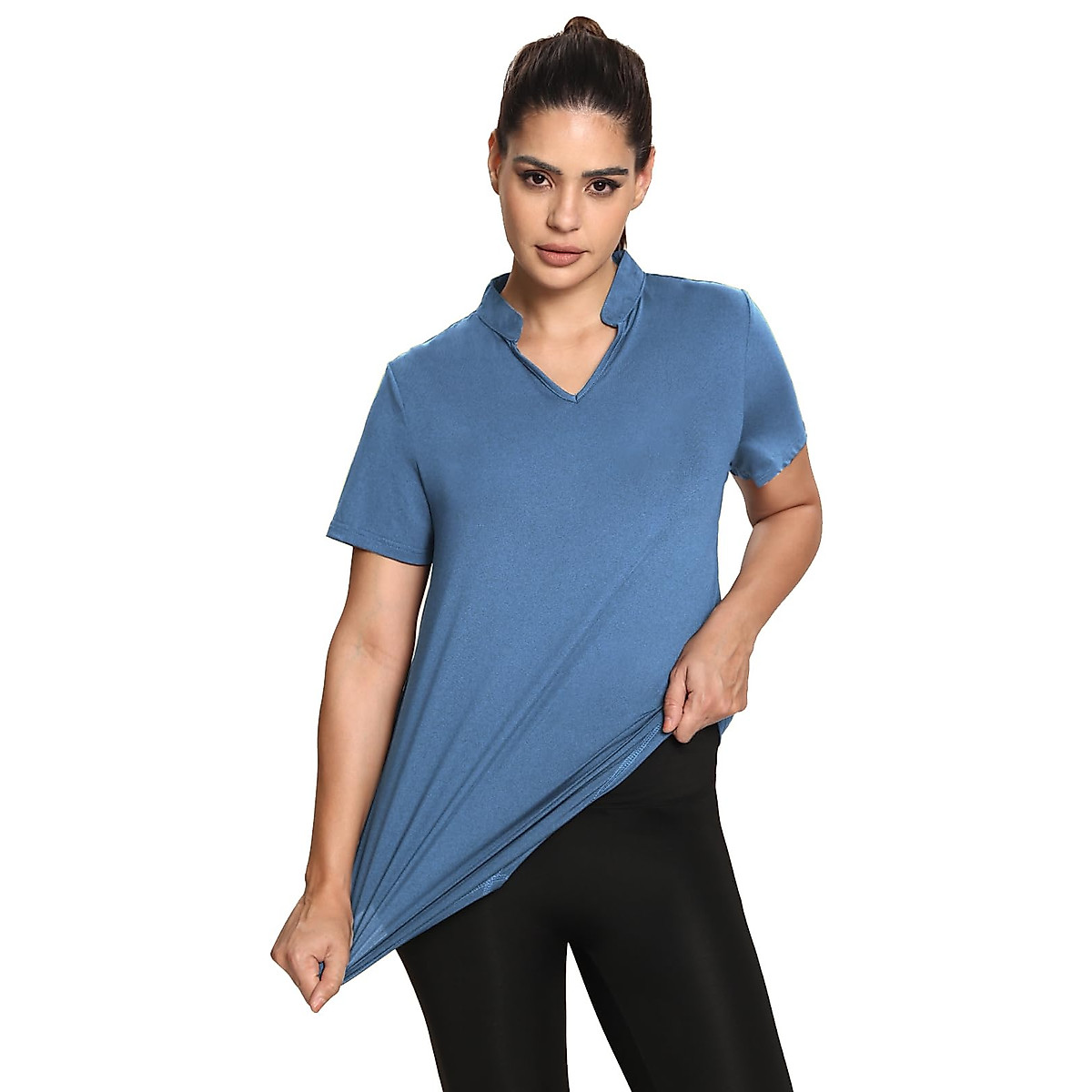 MISS FORTUNE Women's Polo Shirts, Golf V-Neck Workout Tops, Moisture Wicking Ladies Golf Shirt Loose Fit for Tennis Yoga