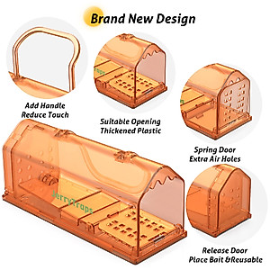 Humane Mouse Trap No Kill,Catch and Release Indoor/Outdoor Mouse Traps for Mice,Easy to Set,Mouse Catcher Quick Effective Reusable and Suitable for Families Yellow(2PCS)