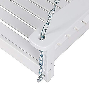 Shine Company 4216WT Maine Wood Porch Swing | Hanging Swing Bench with Chains – White