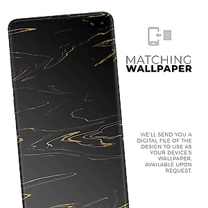 DesignSkinz Black & Gold Marble Swirl V10 Protective Vinyl Decal Wrap Skin Cover Compatible with The Samsung Galaxy S20 (Screen Trim & Back Glass Skin)