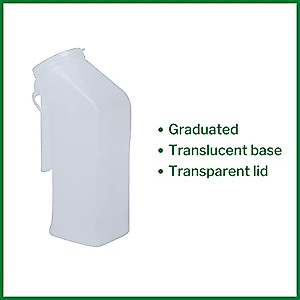 McKesson Male Urinal with Transparent Lid - Translucent Body, Graduated, Plastic - 1 qt / 1000 mL, 12 Count