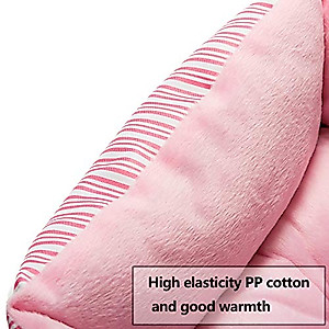 Hollypet Self-Warming Pet Bed Small Dog Cat Plush Rectangle Nest Puppy Sleeping Bag Cushion, Pink