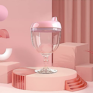 Plastic Goblet Cup, Baby Sippy Cup Wine Glass, Beverage Mug Milk Bottle with Lid for Kids on Birthday Party or Celebration