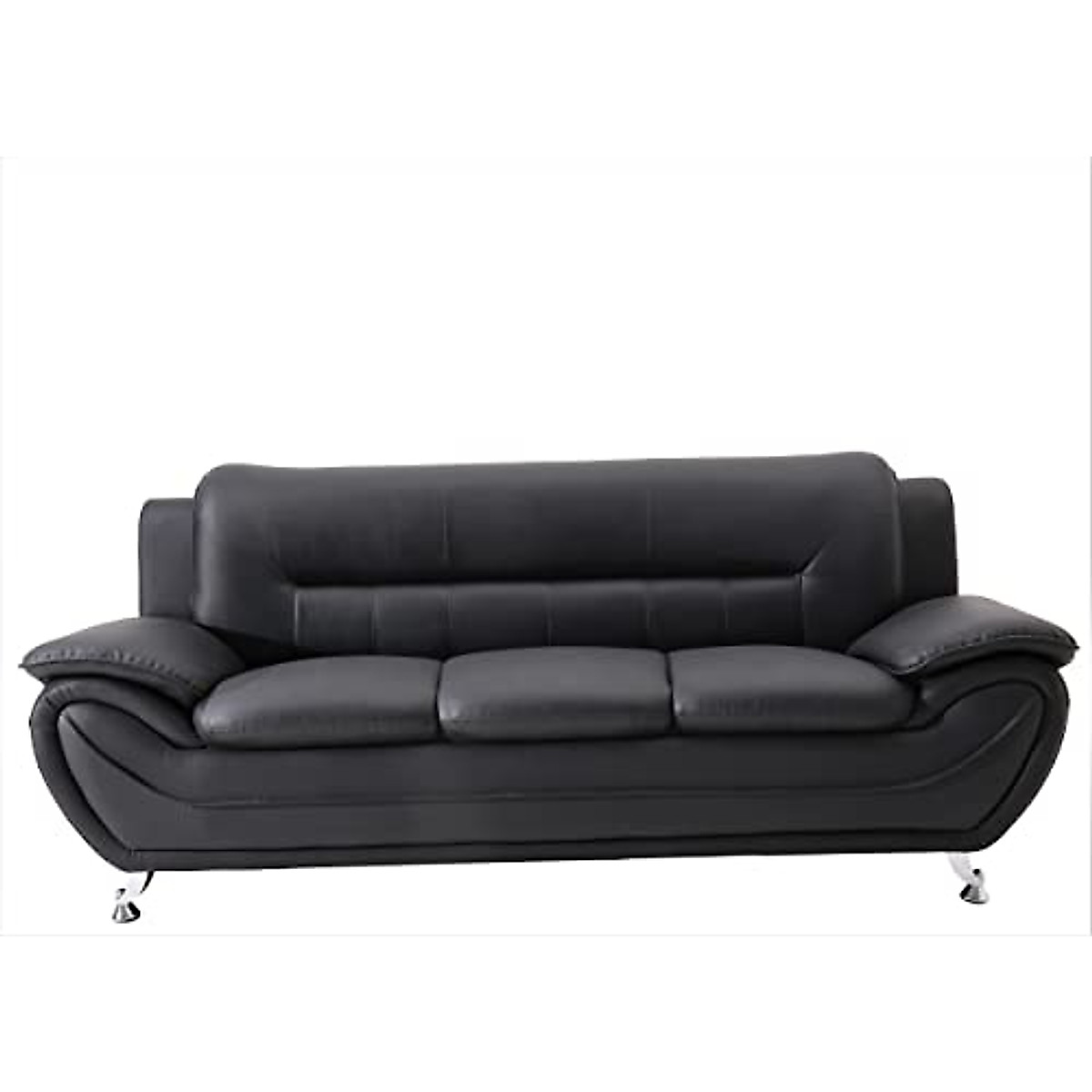 US Pride Furniture Michael Collection Modern Style Faux Leather Couch, Versatile 3 Seater Accent Piece for Living Room, Bedroom or Office, Comfortable Design and Elegant Look, 79" Sofa, Midnight