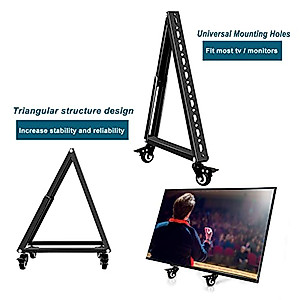 BIGalleons Low Height Mobile TV Stand, Monitor Floor Stand Cart, Rolling TV Mount with Wheel for 32-65 inch Flat Curved Screen TV, LED LCD, 30° Adjustable Viewing Angle (New Version)