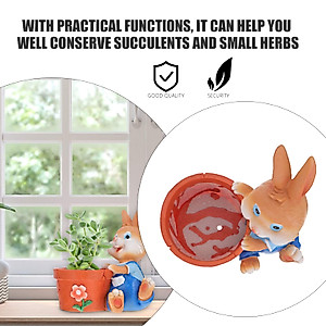 Homoyoyo 1pc Rabbit- Shaped Decoration Pots, Cartoon Table Holes A Window Garden with Air Drainage Animal- Shaped Pot, Pot Bonsai Easter Resin Art Animal for Container Cactus Blue