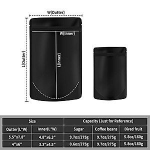 ODDIER 5.5"x7.8" 120pcs Mylar Bags for Food Storage,Smell Proof Bags Resealable Food Storage Bags for Small Business, Stand-up Foil Pouch Packaging Treat Snack Bags for Self Sealing(Black)