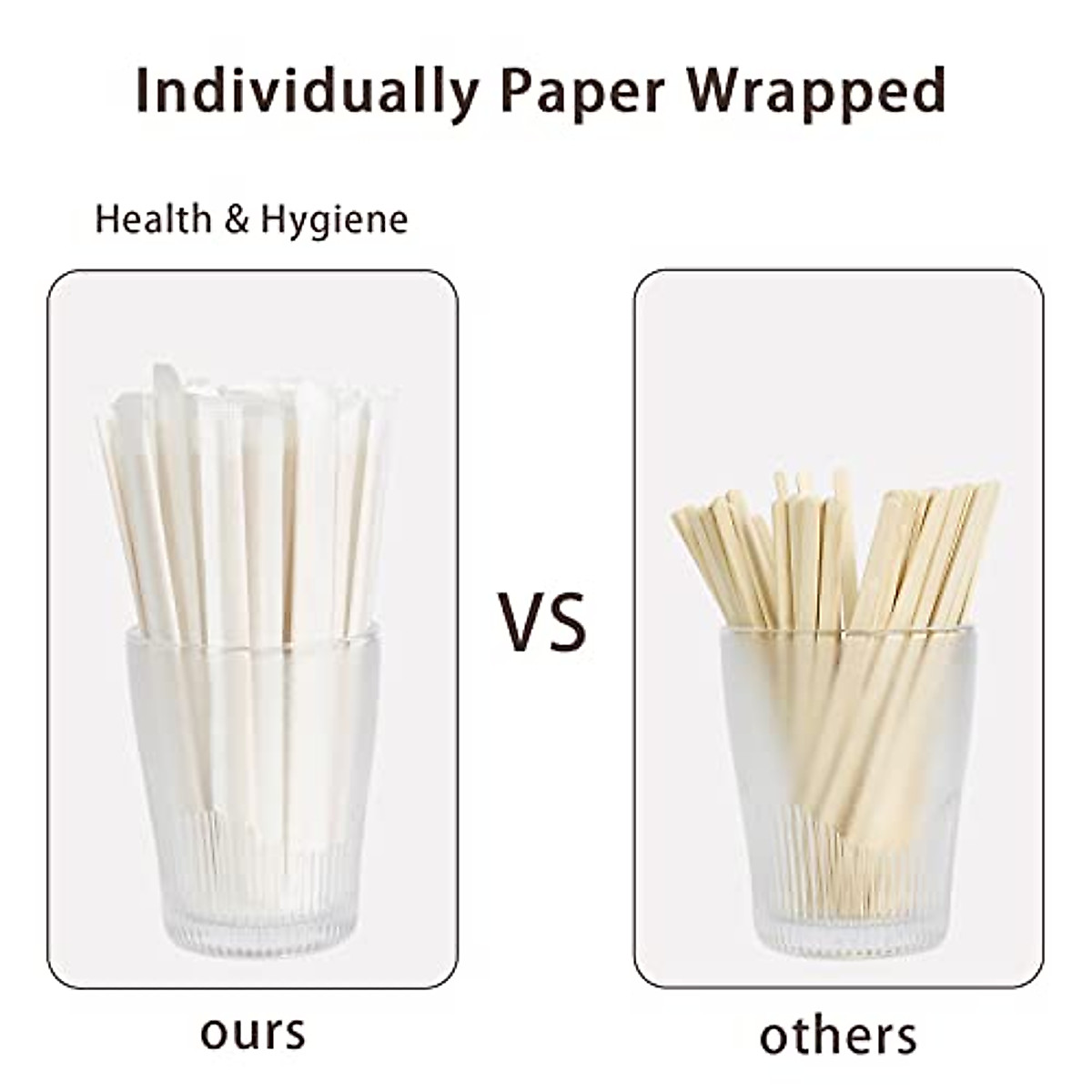 Bamboo Coffee Stirrers Individually Wrapped 200 Count in Storage Box – Coffee Stir Sticks 5.5 inch Coffee Bar Disposable individually wrapped coffee stirrers for Coffee and Cocktail