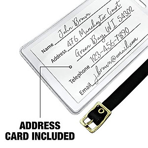 Marines USMC Emblem Black Yellow Red Luggage ID Tags Cards Set of 2