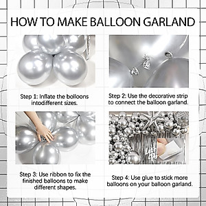 Disco Balloon Arch Garland Kit, Metallic Silver Balloon Arch with Disco Ball Balloons Silver Fringe Disco Ball Backdrop for Birthday Graduation Prom 2024 Disco Party Decorations