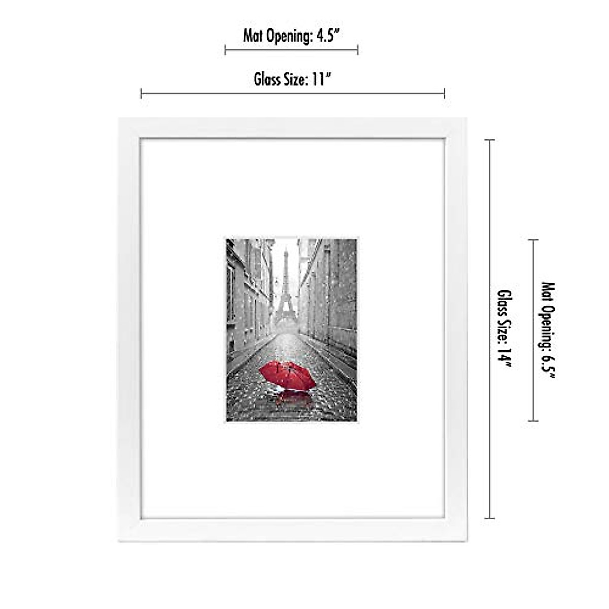 Americanflat 11x14 Picture Frame in White - Use as 5x7 Frame with Mat or 11x14 Frame Without Mat - Engineered Wood with Shatter Resistant Glass, and Includes Hanging Hardware for Wall