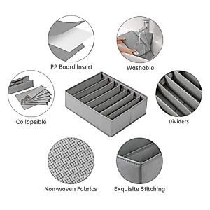 Coorganisers 4 Packs Adjustable T-shirt Drawer Organizers for Clothing with 6 adjustable dividers, 7 Grids wardrobe clothes organizer, DIY Clothes Organizer for Folded Clothes, T-shirt, Legging