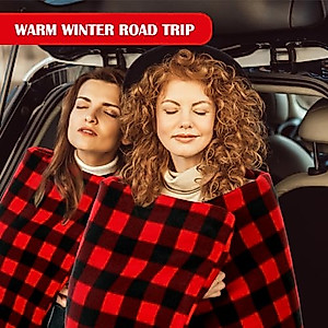 Baquler 2 Pcs Heated Car Blanket 48'' x 35.5'' 12V Portable Electric Blanket with 2 Pcs 12V to USB Adapter Electric Blanket for Car Hi/m/lo Temp for Camping Road Trip Winter Car Truck Accessory
