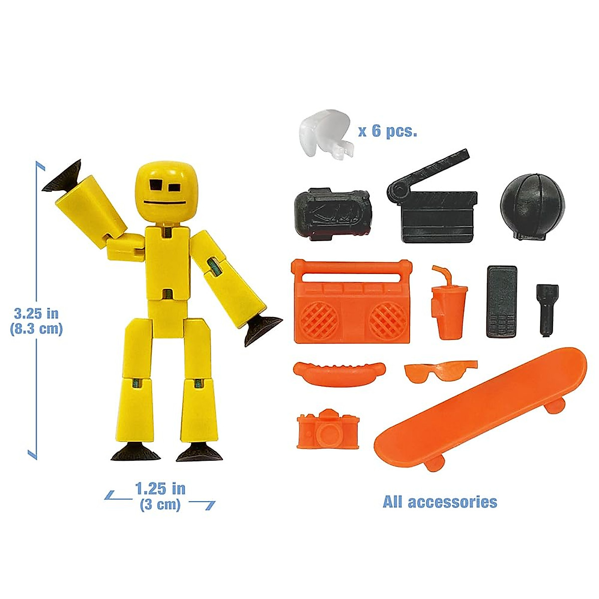 Zing Stikbot Chef and Lifestyle Dual Action Pack - Includes 2 Stikbots and Lots of Cool Accessories in Eco Friendly Packaging (Pack B - Blue & Yellow)