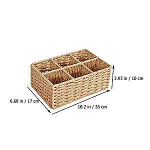 6-Section Wicker Baskets for Shelves: Small Baskets for Organizing Baskets, Handwoven Desk Baskets for Shelves, Pantry, Coffee Bar