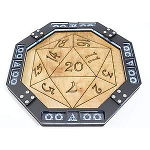 C4Labs Octagon Dice Tray~Octagon-Wood with Laser Etched D20 Design for Gaming