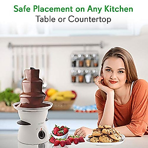 Nutrichef 3 Tier Fondue Fountain-Electric Stainless Choco Dipping Warmer Machine, Keep Warm-for Melted Chocolate, Candy, Butter, Cheese, Caramel, White, One Size