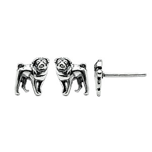 Boma Jewelry Sterling Silver Pug Dog Stud Earrings