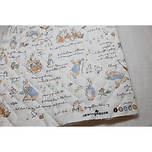Pre Quilted Diamond Cotton Fabric by The Yard Single Face 44" Wide, Making for Padded Jacket, Interlinings Fabric (Peter Rabbit)