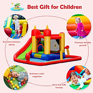 BOUNTECH Inflatable Water Slide, Water Bounce House with Slide Wet Dry Combo for Kids Backyard Outdoor Fun with Splash Pool, Blow up Waterslides Park Inflatables for Kids and Adults Party Gifts