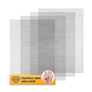 AggFencer 4 Pcs 12x8 Inch 304 Stainless Steel Mesh Screen, Multipurpose Metal Screen for Vent, Filter, Garden, Window, 0.85mm Hole 30cmX21cm