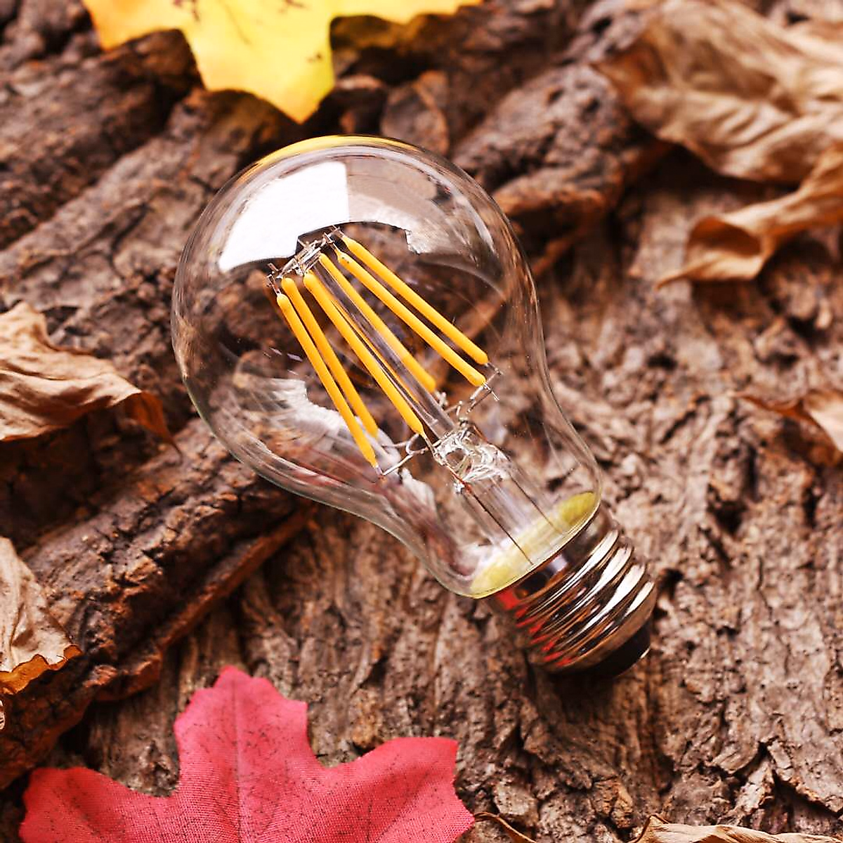 YFXRLIGHT Vintage Edison LED Bulb, Dimmable 6W A19 Antique LED Bulb, 60 Watt Equivalent for Ceiling Fan and Pendant Lighting, E26 Clear Glass Cover, Soft Warm White 2700k, 550LM, Pack of 6