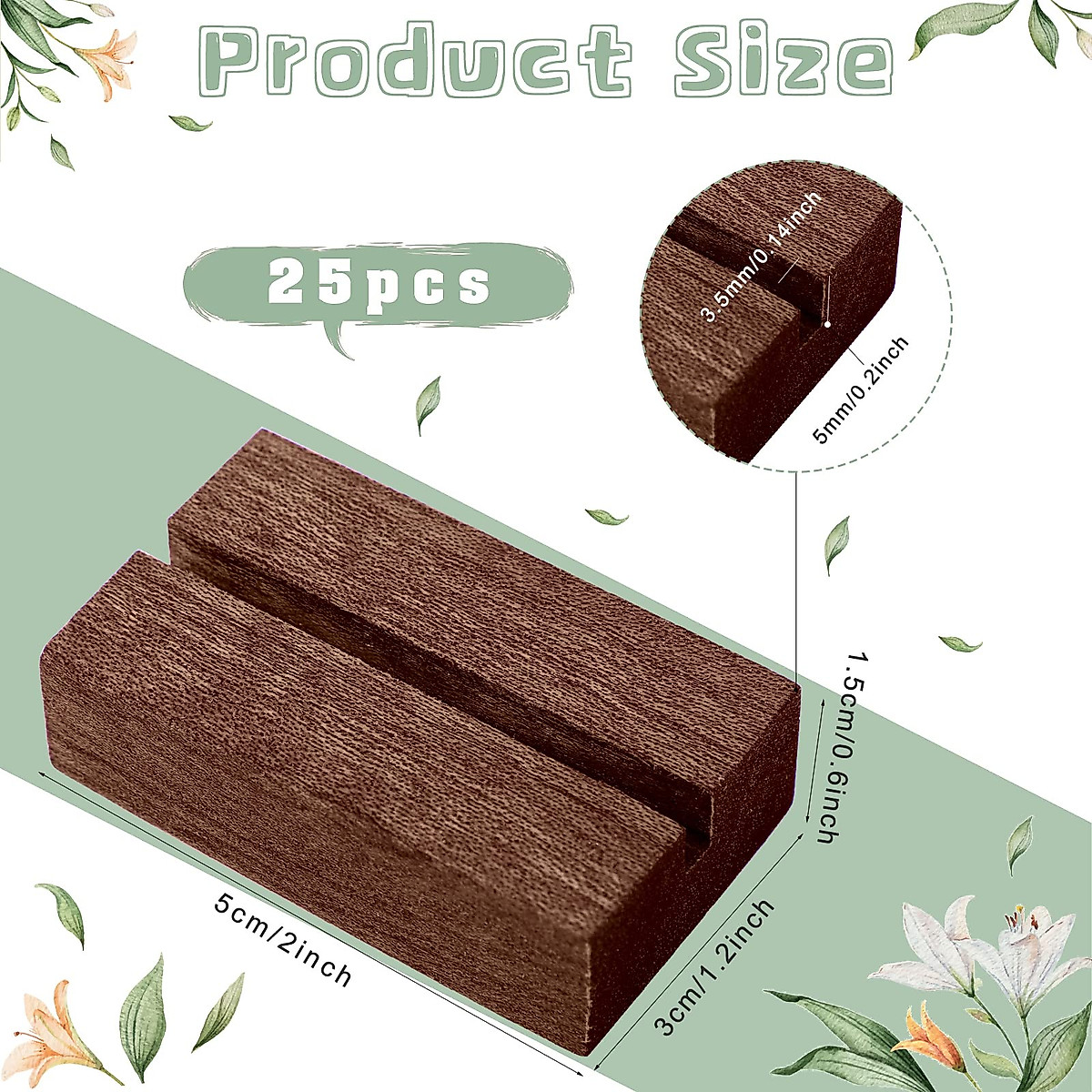 25 Pcs Wood Place Card Holder 2 Inch Rustic Table Number Holders Stands Wooden Sign Holders Photo Card Display Wood Stand for Wedding Party Birthday Retail Shop Office Pictures Menu Decorations