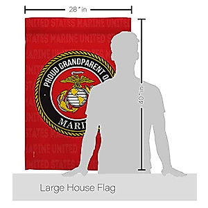 Breeze Decor Proud Grandparent House Flag Pack Armed Forces Marine Corps USMC Semper Fi United State American Military Veteran Retire Official Applique Garden Yard Gift Double-Sided, Made in USA