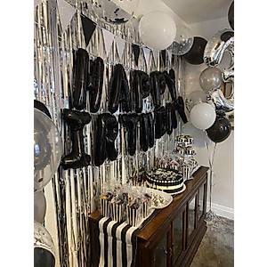 Happy Birthday 16" Black Letter Balloons, 39 Pcs Happy Birthday & A-Z Foil Mylar Hanging Happy Birthday Banner Decorations for Graduation New Year eve Birthday Party