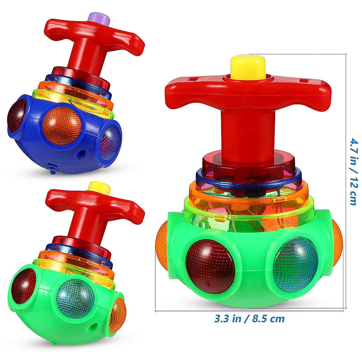 TOYANDONA 3Pcs Spinning Top Toys, LED Light Up Flashing Music Spinning Tops for Kids Gifts Birthday Party Favors Goodie Bag Fillers（Random Color
