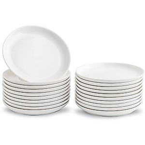 XINLTC 20-Piece Porcelain Dessert Plates, 5.6'' Round Appetizer Plates, Small White Plates for Appetizer, Cake, Sauce, Dinnerware Saucer Sets, Microwave, Oven, Dishwasher Safe