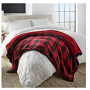 Member's Mark Plush Sherpa Throw, 60" x 70" (1, Red/Black Buffalo Paid, 60" x 70")