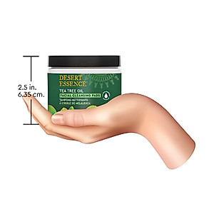 Desert Essence Tea Tree Oil Facial Cleansing Pads - Makeup Remover, Facial Cleanser & Toner with Organic Lavender & Chamomile - Travel-Friendly Personal Wipes for Clarifying Skin Care - 50 Pads