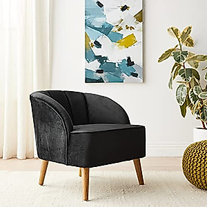 Christopher Knight Home Amaia Modern Velvet Club Chair, Black / Walnut