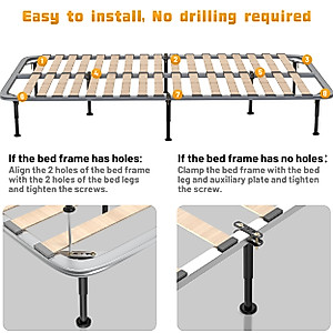 Wlrrcwdttc 4 Pcs Adjustable Height Bed Support Legs 7.08-12.6 inch, Bed Frame Center Support Legs for Bed Frame/Bed Center Slat/Furniture, Heavy Duty Metal Bed Replacement Legs Bed Slats Support Legs