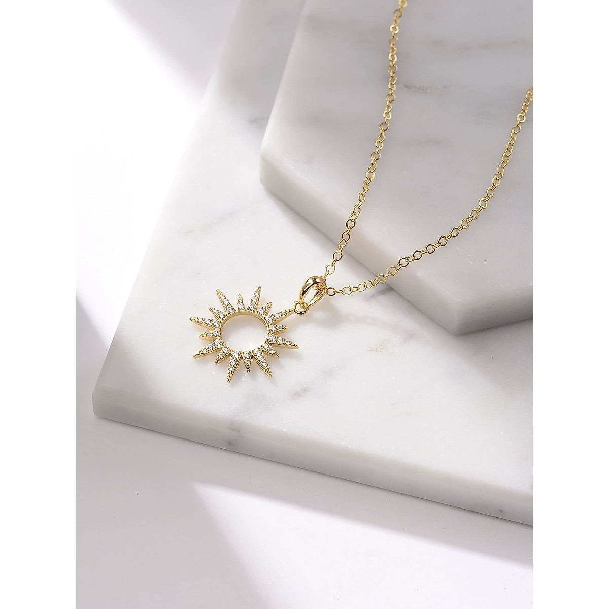 DwearBeauty 14K Gold Plated Dainty Pendant Necklace Layering Necklaces Gold Necklaces for Women for Women Girls Party and Daily Wear