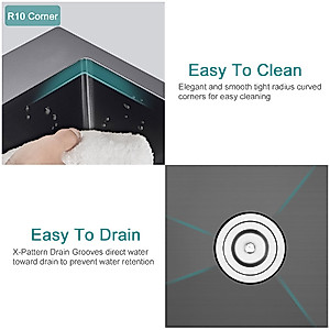 KINKIB 26 inch Drop-in Black Kitchen Sink Single Bowl, Topmount Kitchen Sink with Protective Bottom Grid, Overmount 304 Stainless Steel Kitchen Bar Sink Handmade with Basket Strainer, 26×18×9 inch