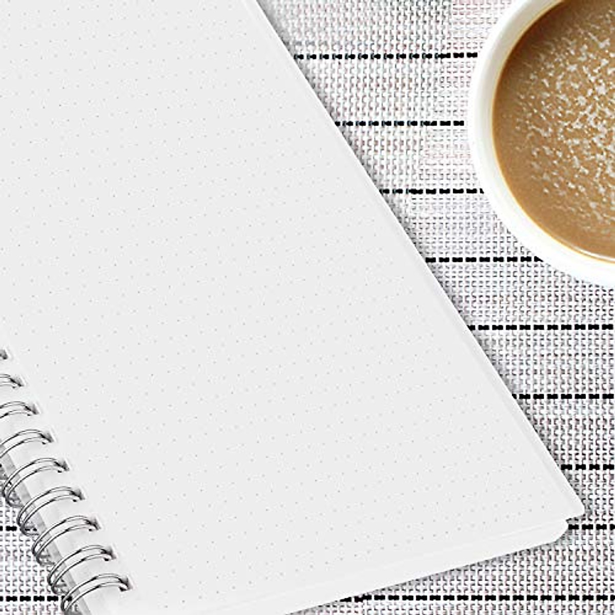 Labkiss Dot Grid Notebook Spiral, A5 Dotted Bullet Grid Journals Bulk, 80 Sheets per Book, Thick Paper Travel Journal Set for Travelers, Students, Office, Wirebound Diary Planner, 5.7x8.3 inch, 4 Pack