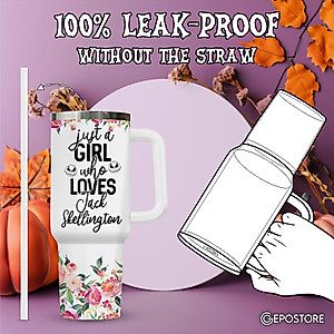 Christmas Gifts for Movie Lovers, Just a Girl who Loves Jack Skeleton 40 oz Tumbler with Handle and Straw, Nightmare Before Movie Cup, Movie Character Mug, Gifts for Men Women on Christmas, Halloween