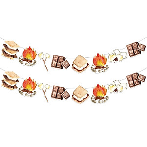 Sursurprise S’mores Party Decorations, 2Pcs S’mores Party Banners for Camping Campfire Camper Birthday Baby Shower Party Supplies