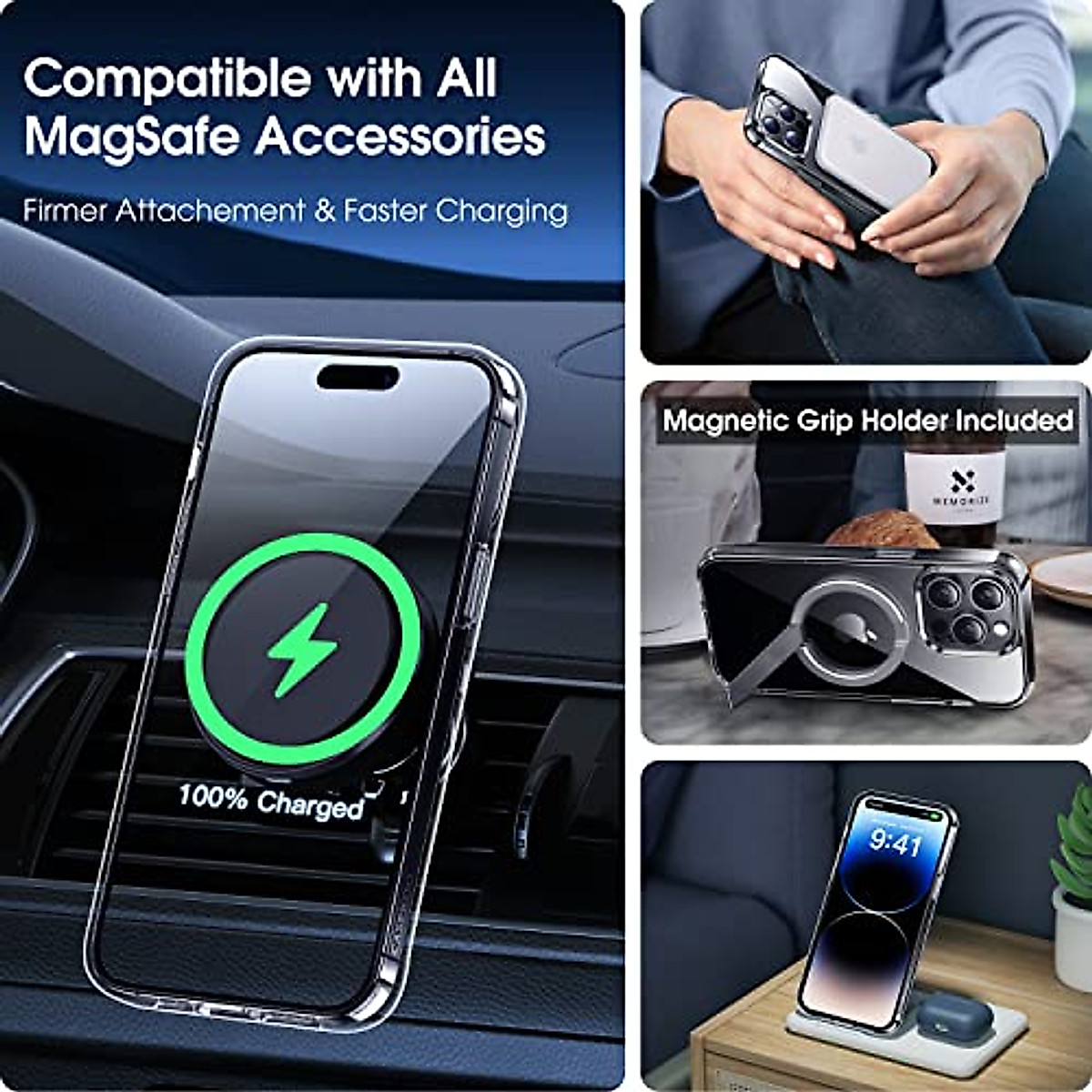 CASEKOO iPhone 14 Pro Max Case Strong Magnetic Clear [Non Yellowing] [MIL-Grade Drop Protection] Compatible with MagSafe Shockproof Protective Slim Thin Cover 6.7 inch 2022- Clear