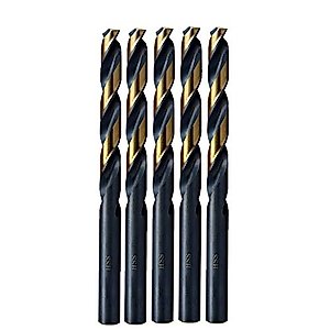 MAXTOOL 17/64" 5pcs Identical Jobber Length Drills HSS M2 Twist Drill Bits Fully Ground Black & Bronze Straight Shank Drills; JBF02H10R17P5