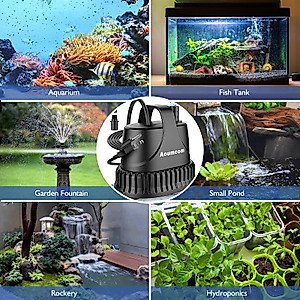800GPH Submersible Water Pump, 40W Fountain Pump, Sump Pump, Pond Pump, 3000L/H Water Pump with 7ft Power Cord for Aquarium, Water Table, Waterfall, Fish Tank, Hydroponics