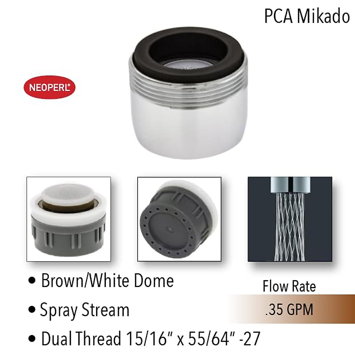 Neoperl Mikado Faucet Elegant Aerator Super Low Flow 0.35 GPM Water-Saving Aerator 32 3200 5 (Brown Single)