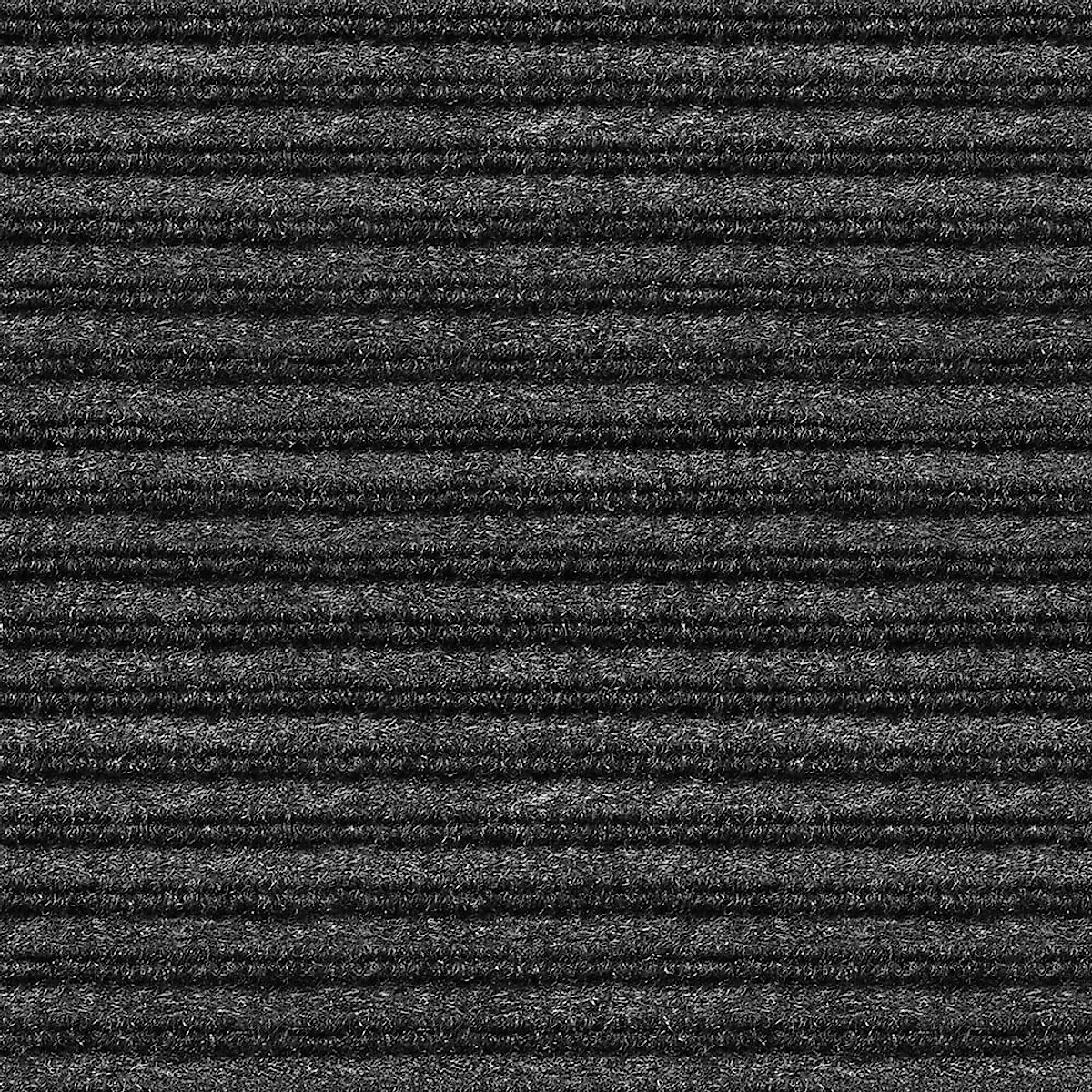 House, Home and More Indoor Outdoor Double-Ribbed Carpet Runner with Skid-Resistant Rubber Backing - Smokey Black - 4 Feet x 15 Feet